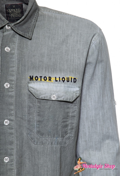 Langarm Workshirt "Motor Liquid" von King Kerosin in olivgrün mit ...