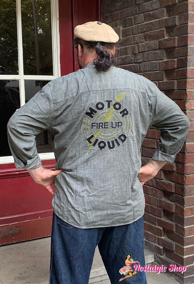 Langarm Workshirt "Motor Liquid" von King Kerosin in olivgrün mit ...