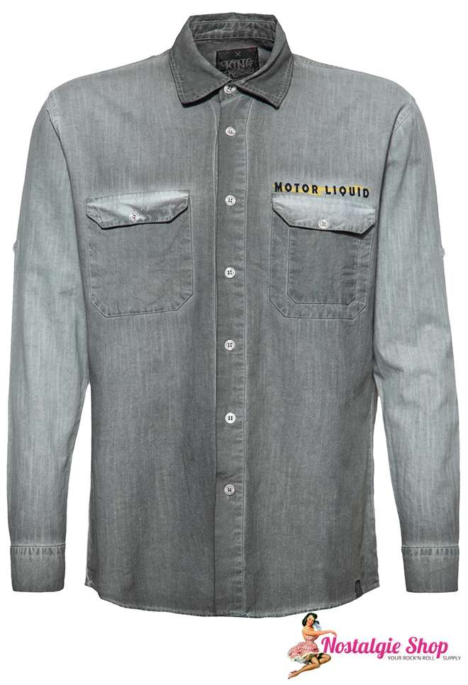 Langarm Workshirt "Motor Liquid" von King Kerosin in olivgrün mit ...