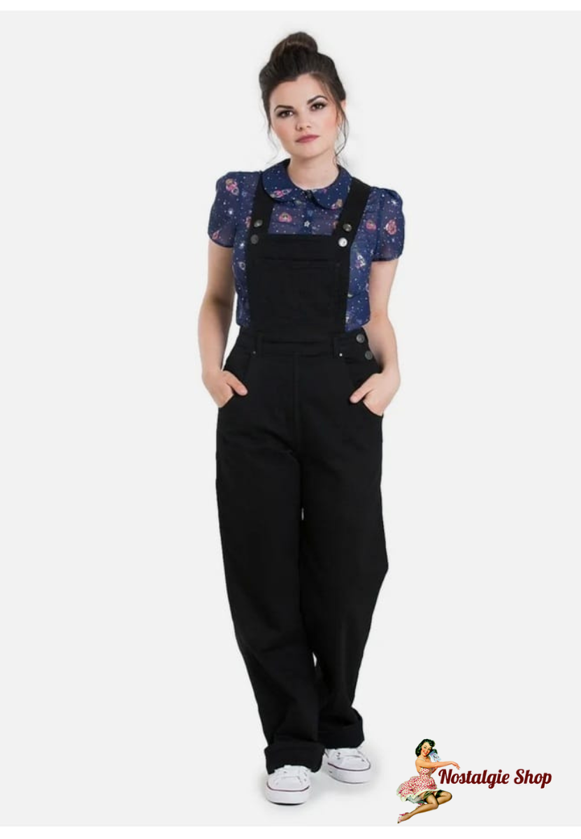 Hell Bunny - Overall Latzhose - Elly May Schwarz | Nostalgieshop